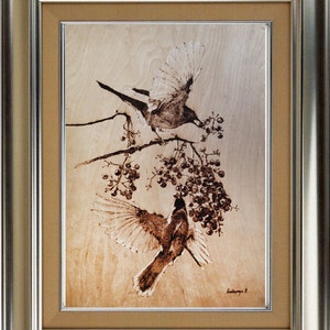 Original Handcrafted Realistic Wood Burning Art: Birds. One of a Kind ...