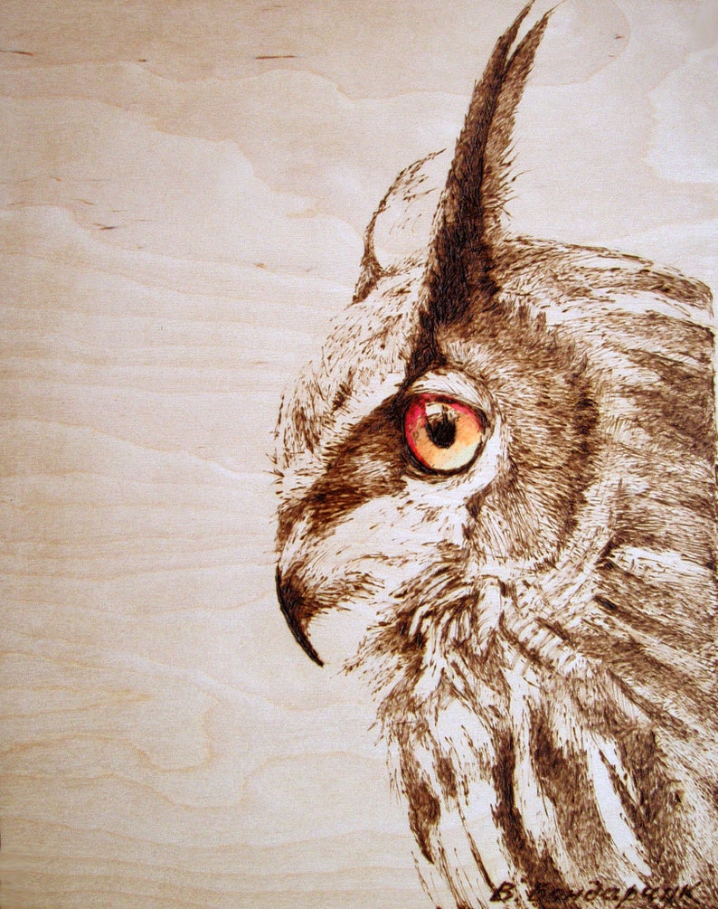 Original Wood Burning. Owl. Pyrographic Art as a Gift for a Wooden ...