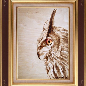 Original Wood Burning. Owl. Pyrographic Art as a Gift for a Wooden ...