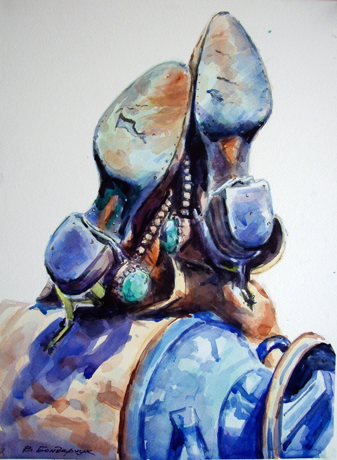 Original Watercolor Painting. Cowboy Still Life. Minimalist - Etsy