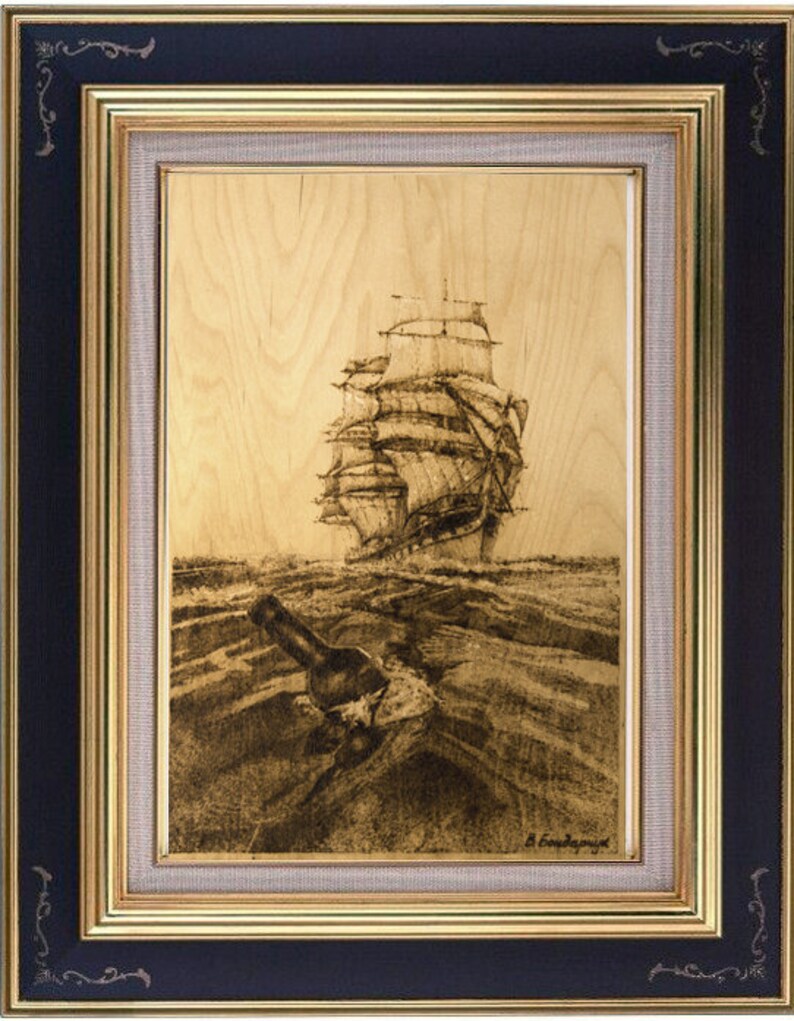 Ship. Unique Wood Burned Artwork: Stunning Realistic Drawing With ...