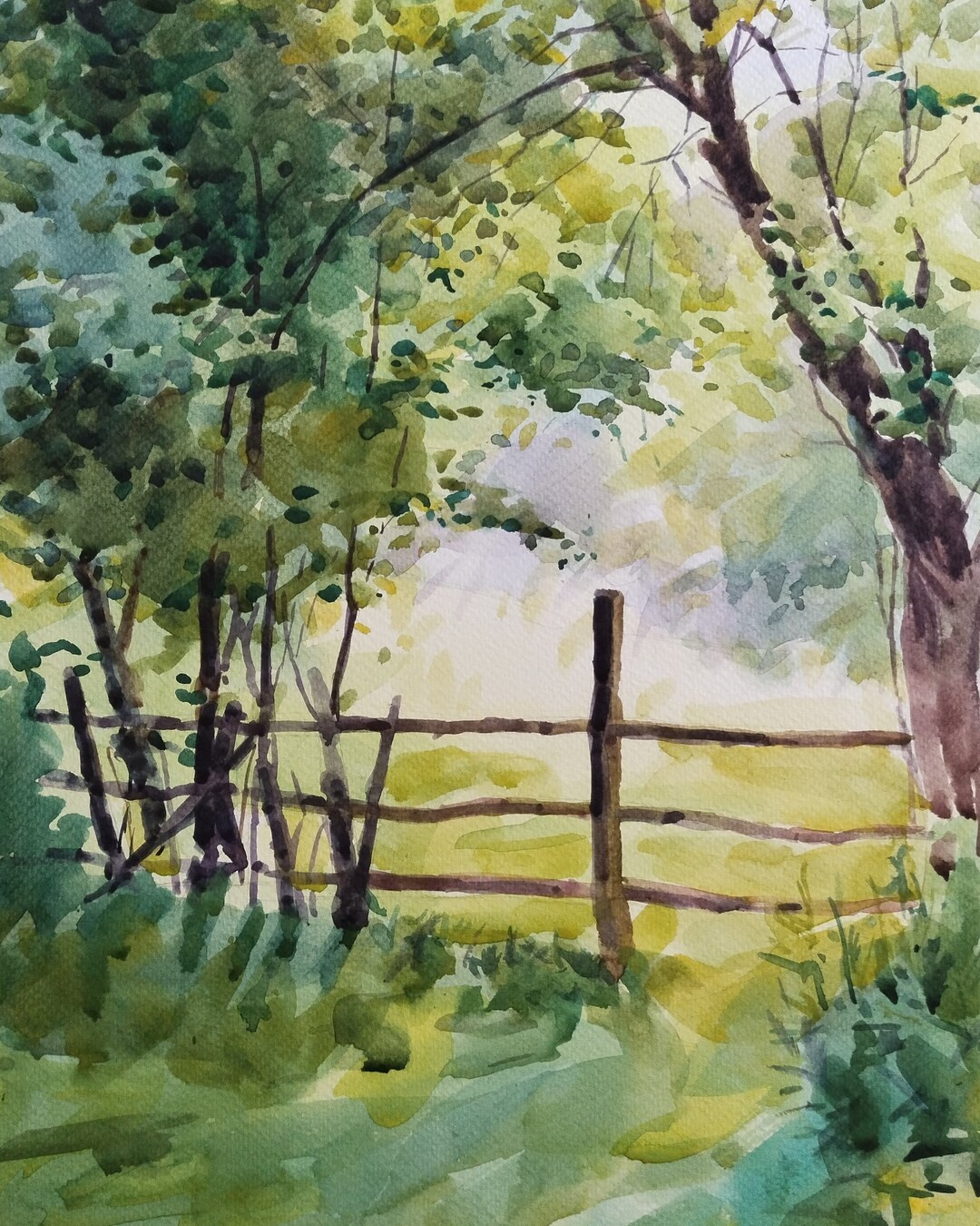 Sammer Landscape. Original Watercolor Painting. Soulmate Drawing Trendy ...