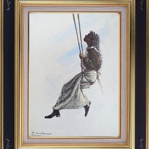 Mystical Girl on a Swing Original Marker Drawing Wall Decor Art - Etsy