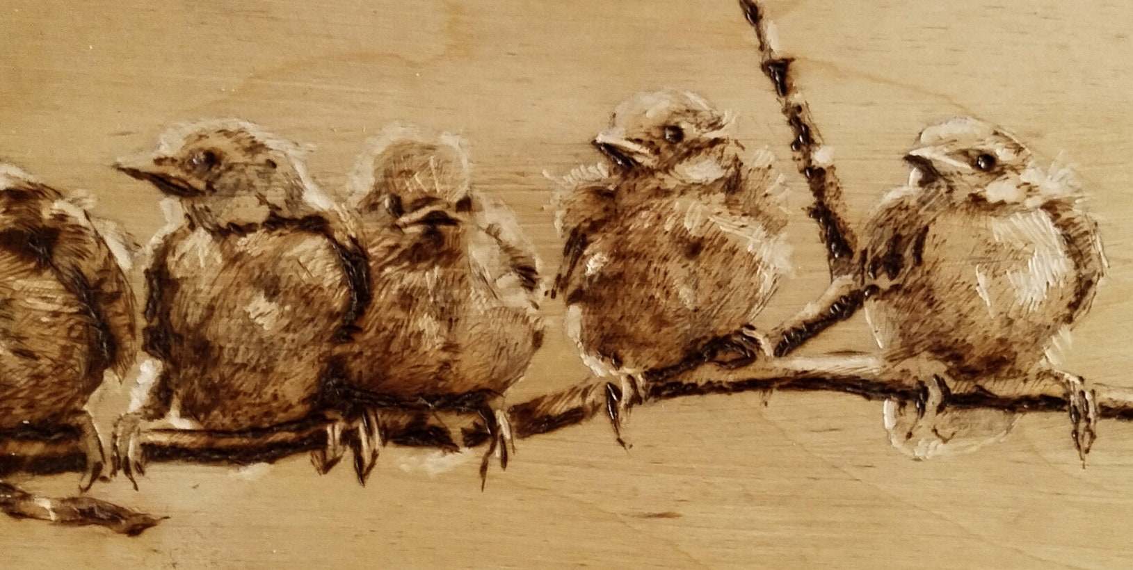 SPARROWS. Original Painting. Wood Burning Art. Pyrography Art Wall ...