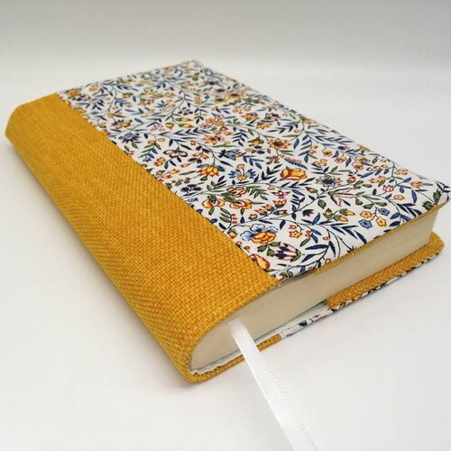 Book Cover Yellow and Flower Pattern Reusable Book Protector - Etsy