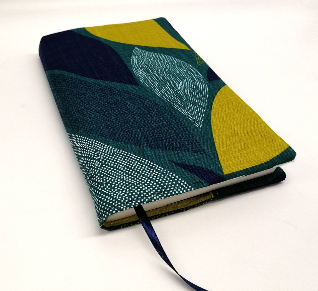 Fabric Book Cover Green Leaves Reusable Book Protector - Etsy