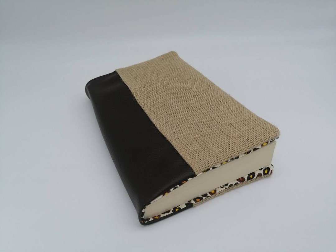 Brown Leather and Burlap Book Cover Personalize With Your - Etsy