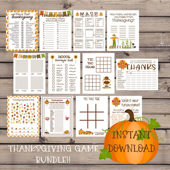Printable Thanksgiving Games Instant Download Game Bundle - Etsy