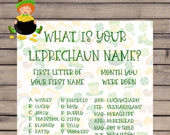 St. Patrick's Day Leprechaun Name Game - Etsy