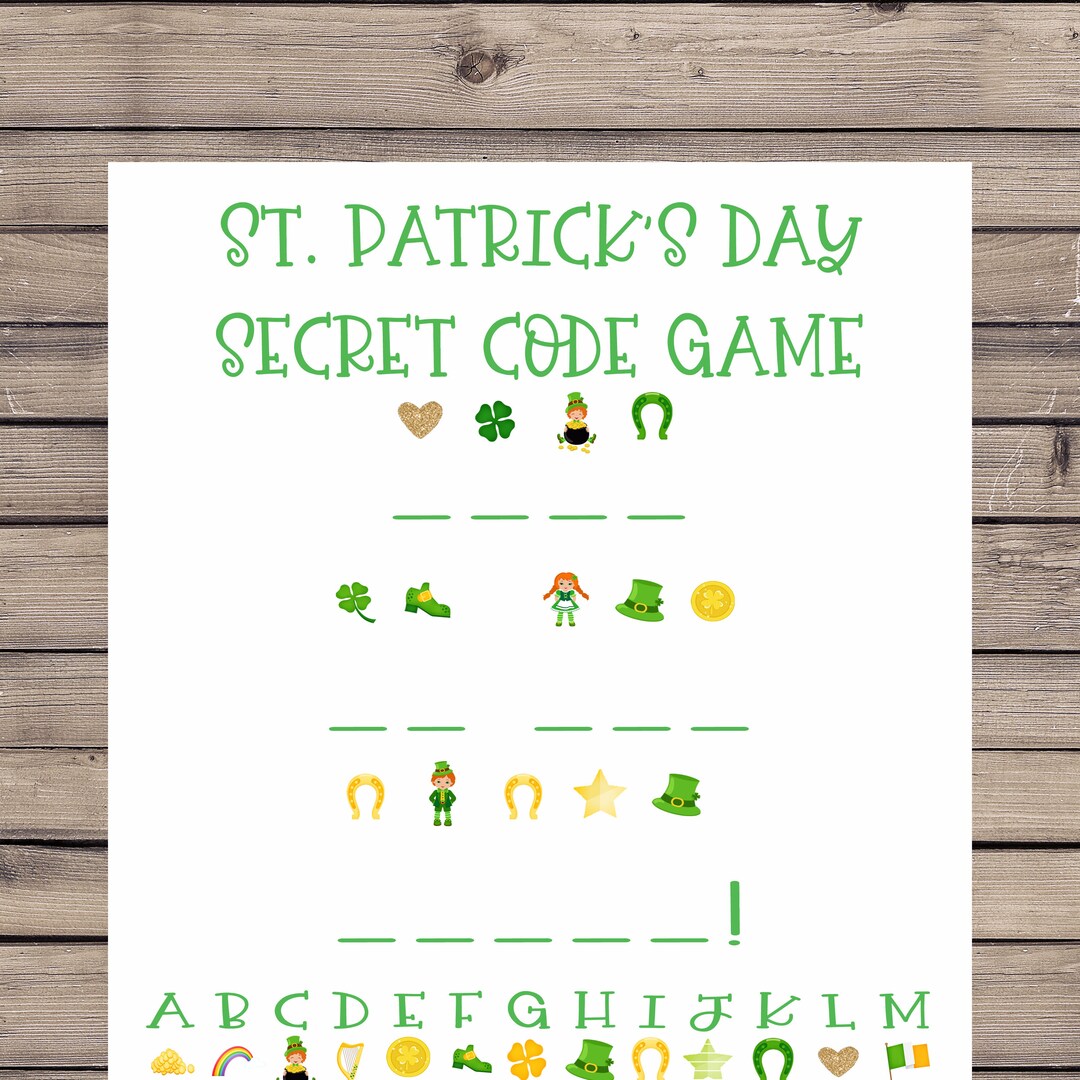 St Patricks Day Game Printable, Secret Code Game, Solve the Code Game ...