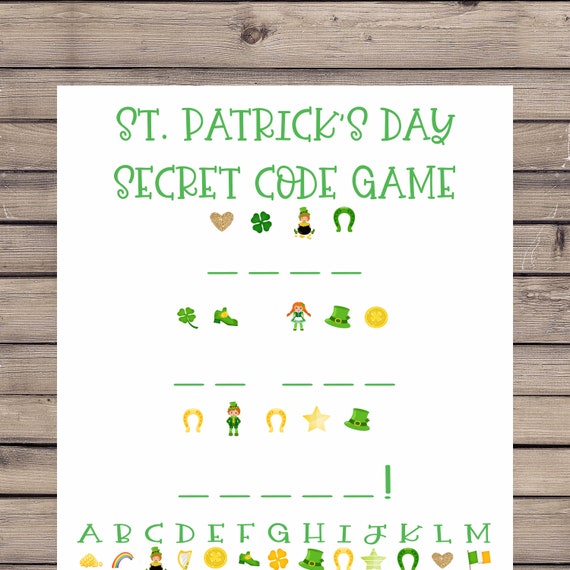 St Patricks Day Game Printable Secret Code Game Solve the | Etsy