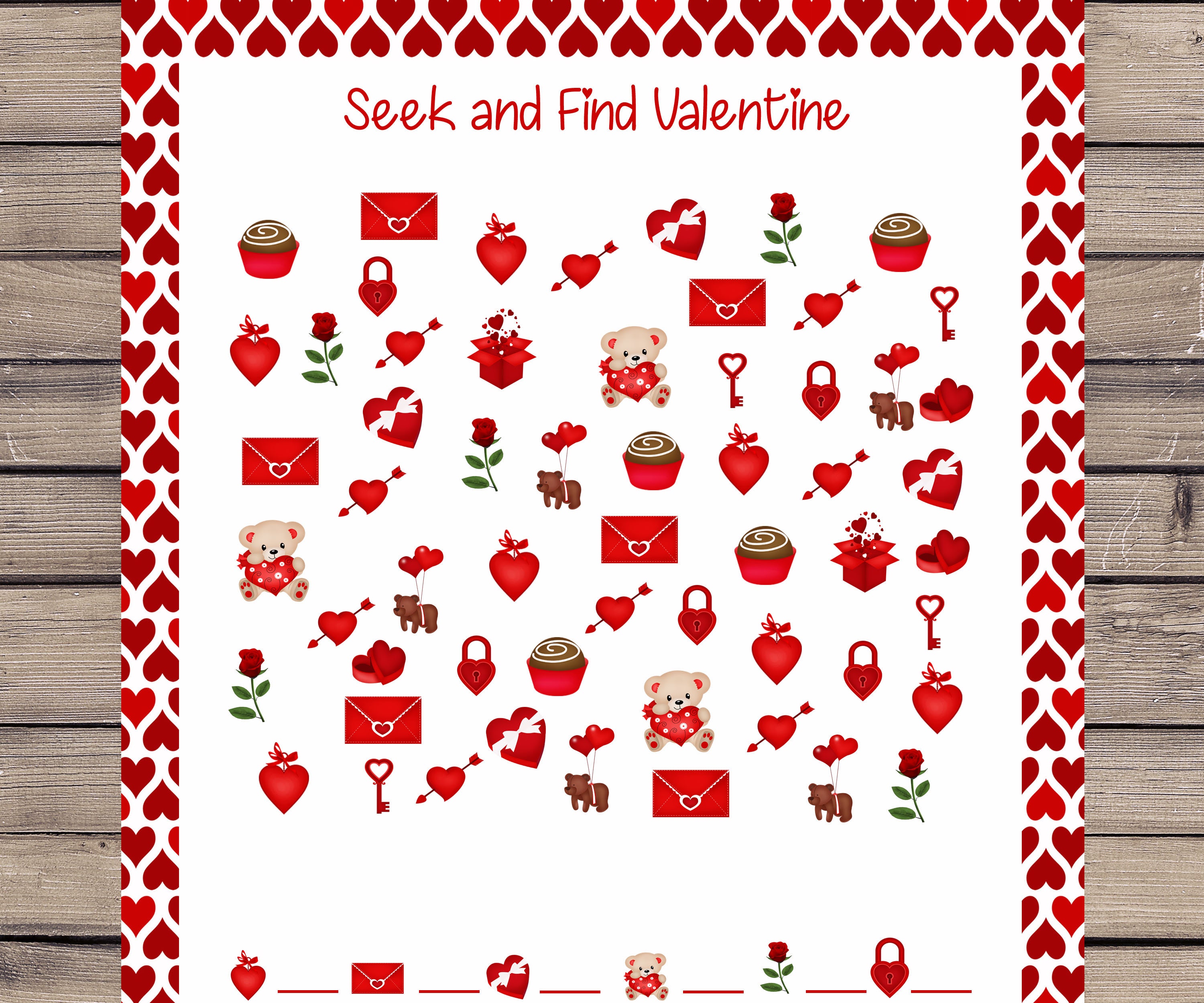 Seek and Find Game, Valentine's Day Game Printable, Instant Download - Etsy
