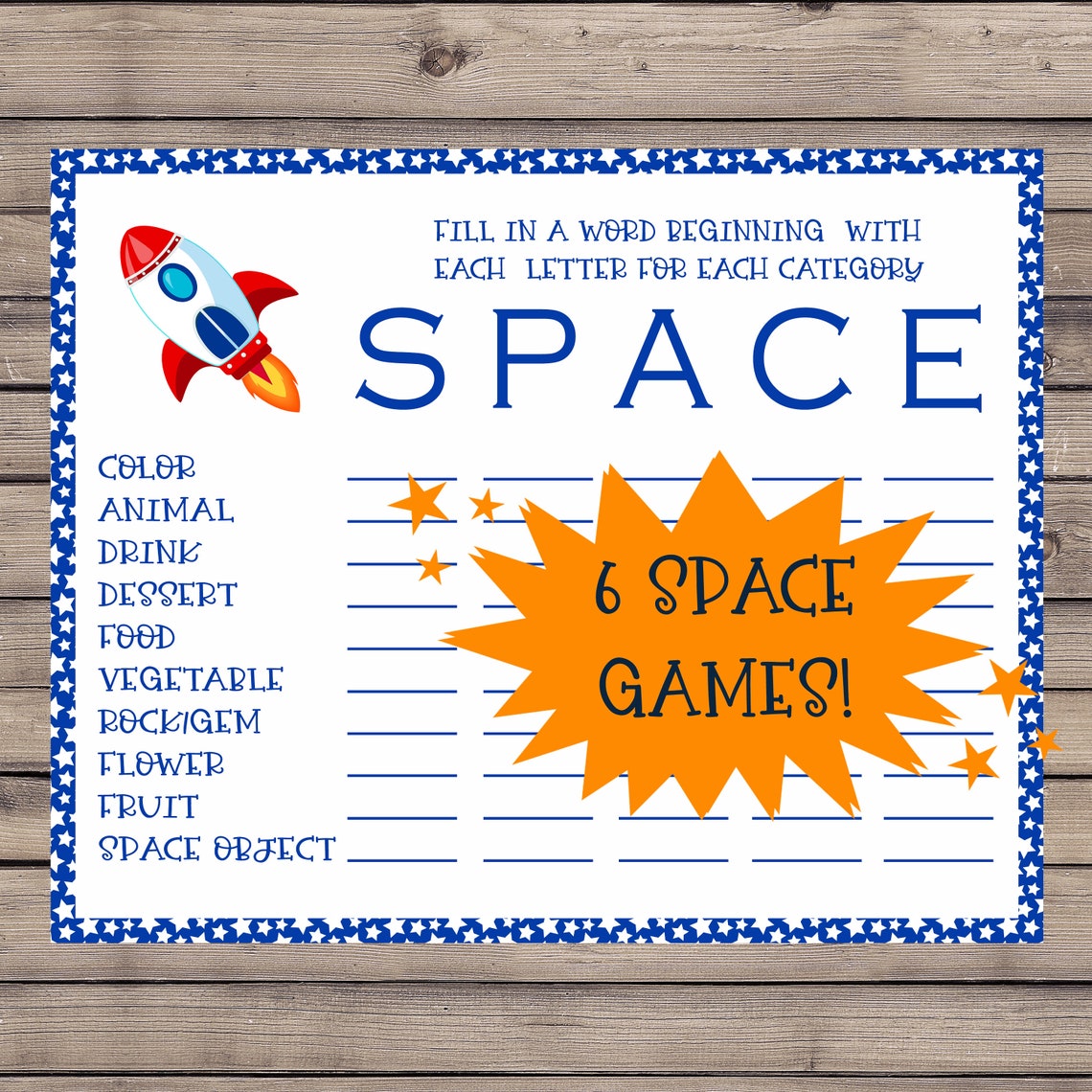Space Game Bundle, Space Party Game, Digital Download, Instant Download ...