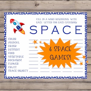 Space Game Bundle, Space Party Game, Digital Download, Instant Download ...