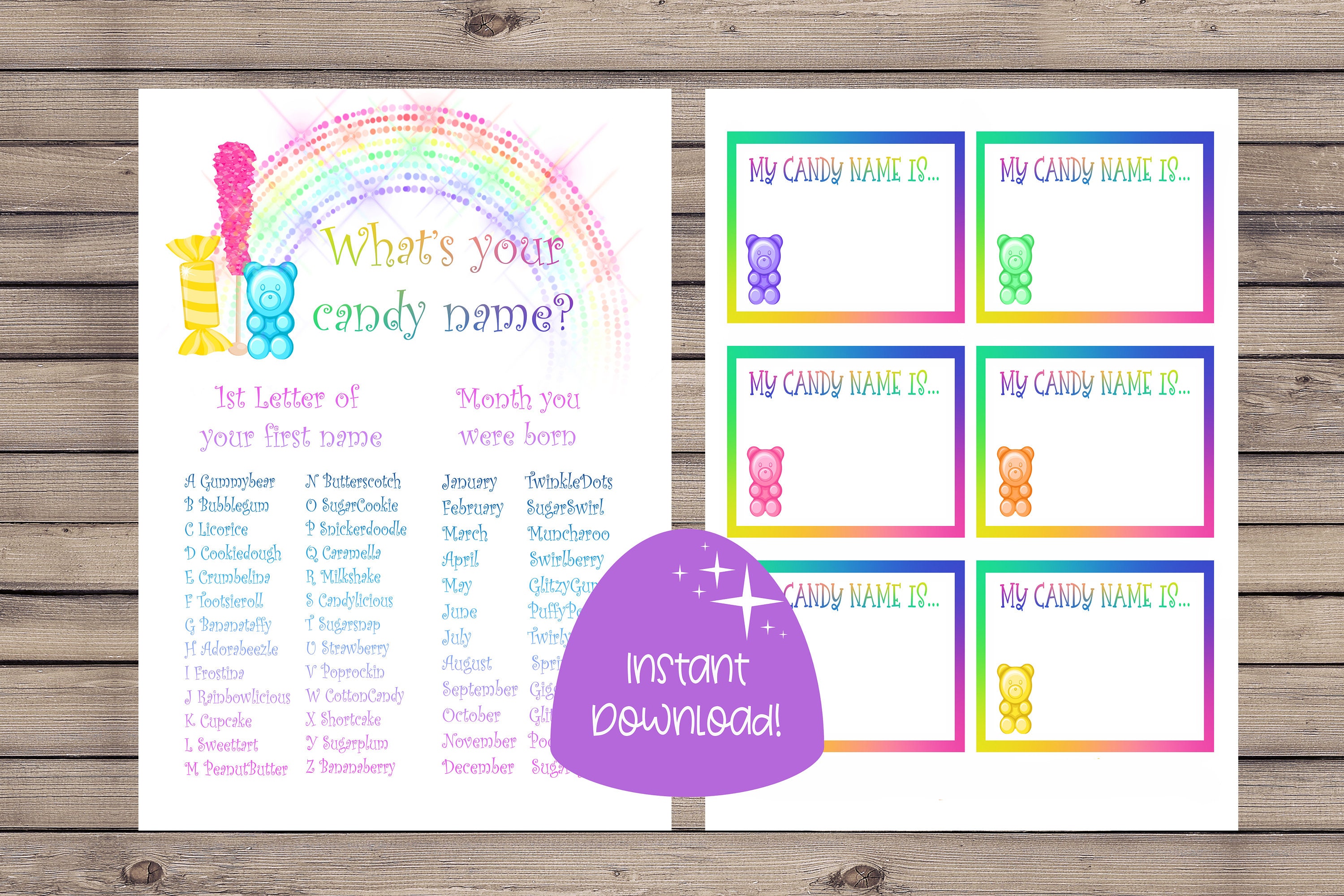 Candy Name Game, Candy Game, Candy Party Game, Candy Birthday Party ...