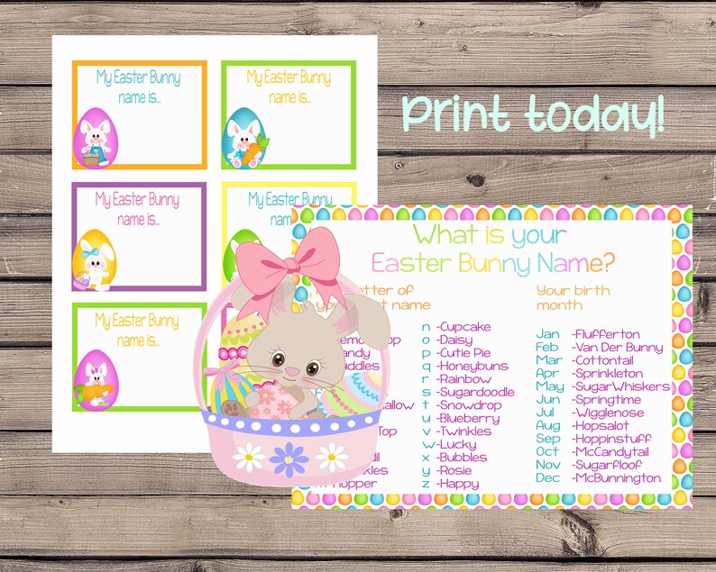 Printable Easter Name Game, What's Your Bunny Name Game, Print at Home ...