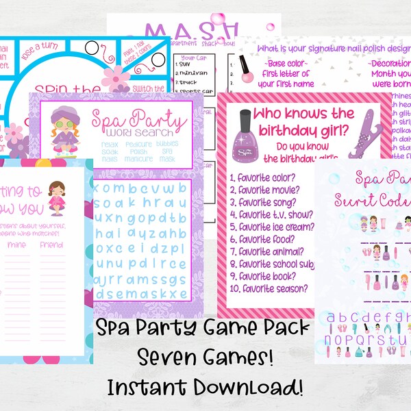 Tween Spa Games Printables - Etsy