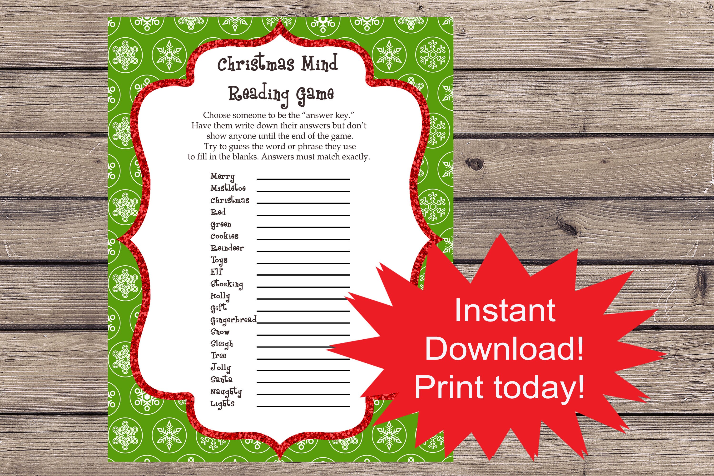 Christmas Game, Christmas Word Game, Printable Christmas Game ...