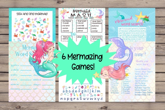 Mermaid Game Bundle Mermaid Party Games Digital Download | Etsy