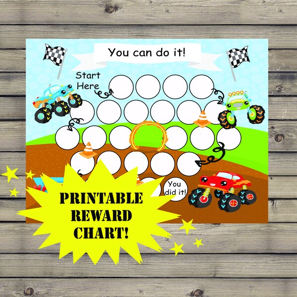 Potty Chart Printable Monster Truck - Etsy