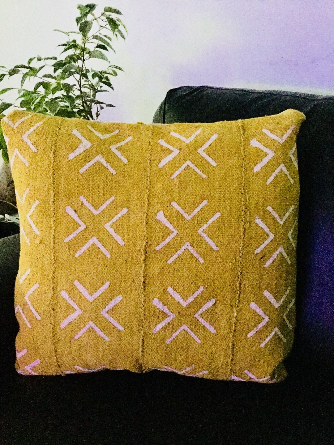 Mustard Mudcloth Pillow - Etsy