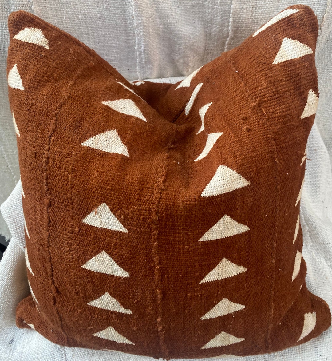 Triangles Rust Mudcloth Pillow Cover - Etsy