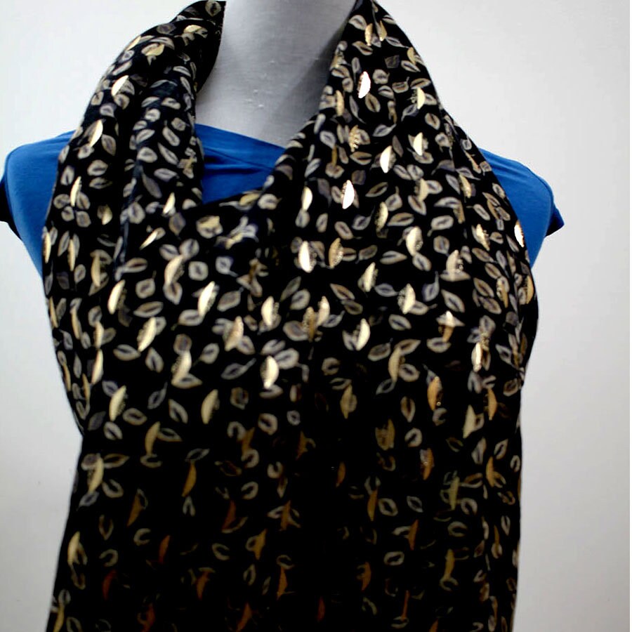 Leaf Botanical Scarf, Light Weight Soft Voile Scarves for Women, Raw ...