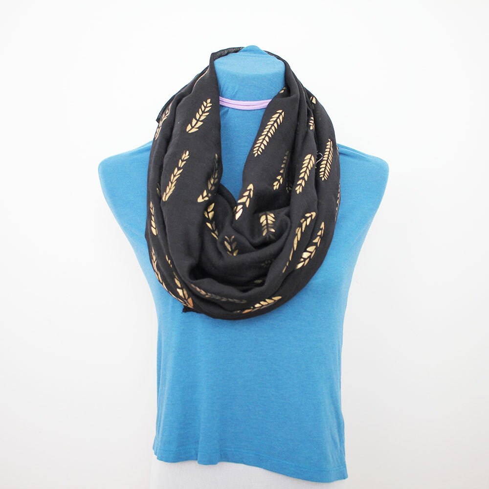 Infinity Bufanda metalizada oro hoja bufanda shawl envoltura - Etsy España