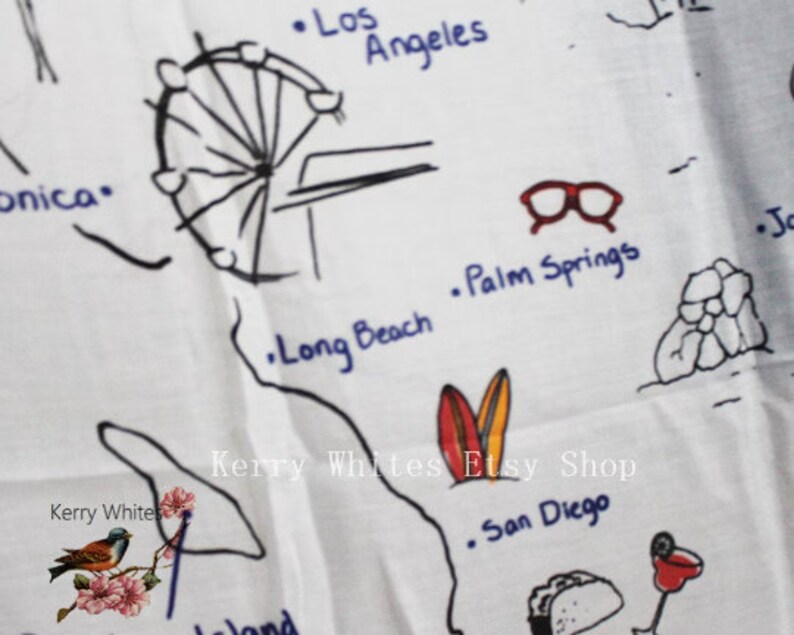 California Map Tassel Scarf - Etsy