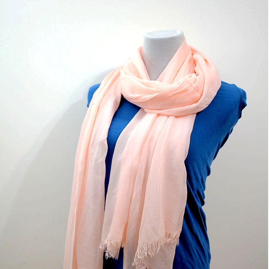 Boho Long Scarf Blush Pink Wrap Botanical Beach Sarong Gift for Her Raw ...