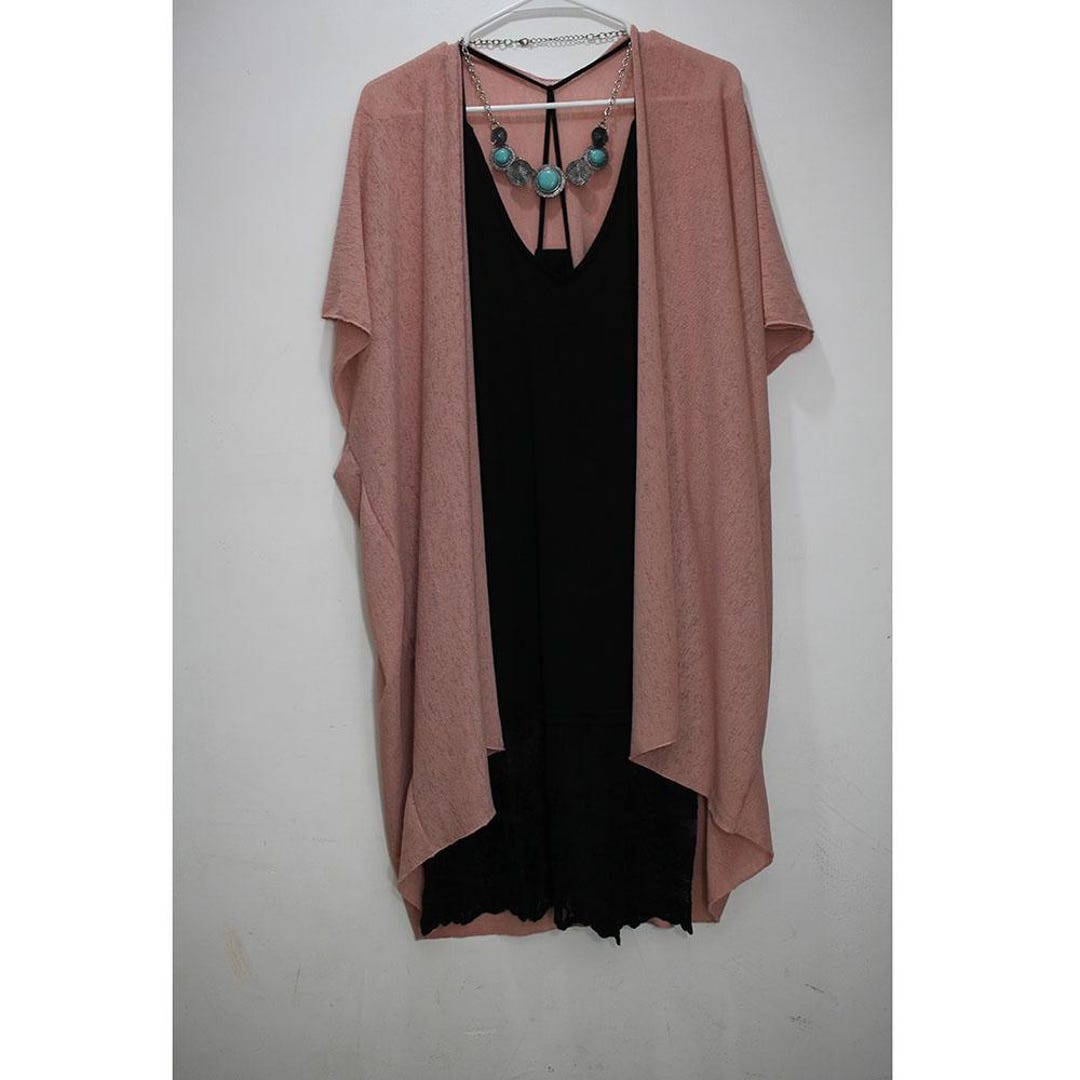 Dusty Pink Solid Color Kimono Duster - Etsy