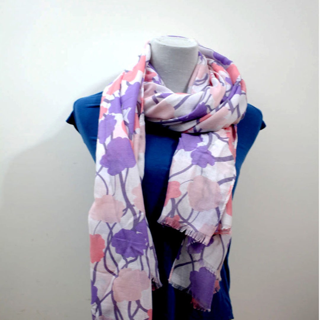 Boho Long Scarf Vintage Hair Wrap Botanical Beach Sarong Gift for Her ...