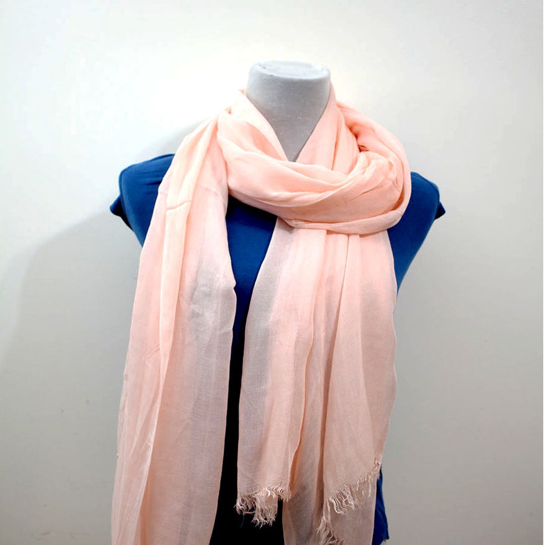 Boho Long Scarf Blush Pink Wrap Botanical Beach Sarong Gift for Her Raw ...