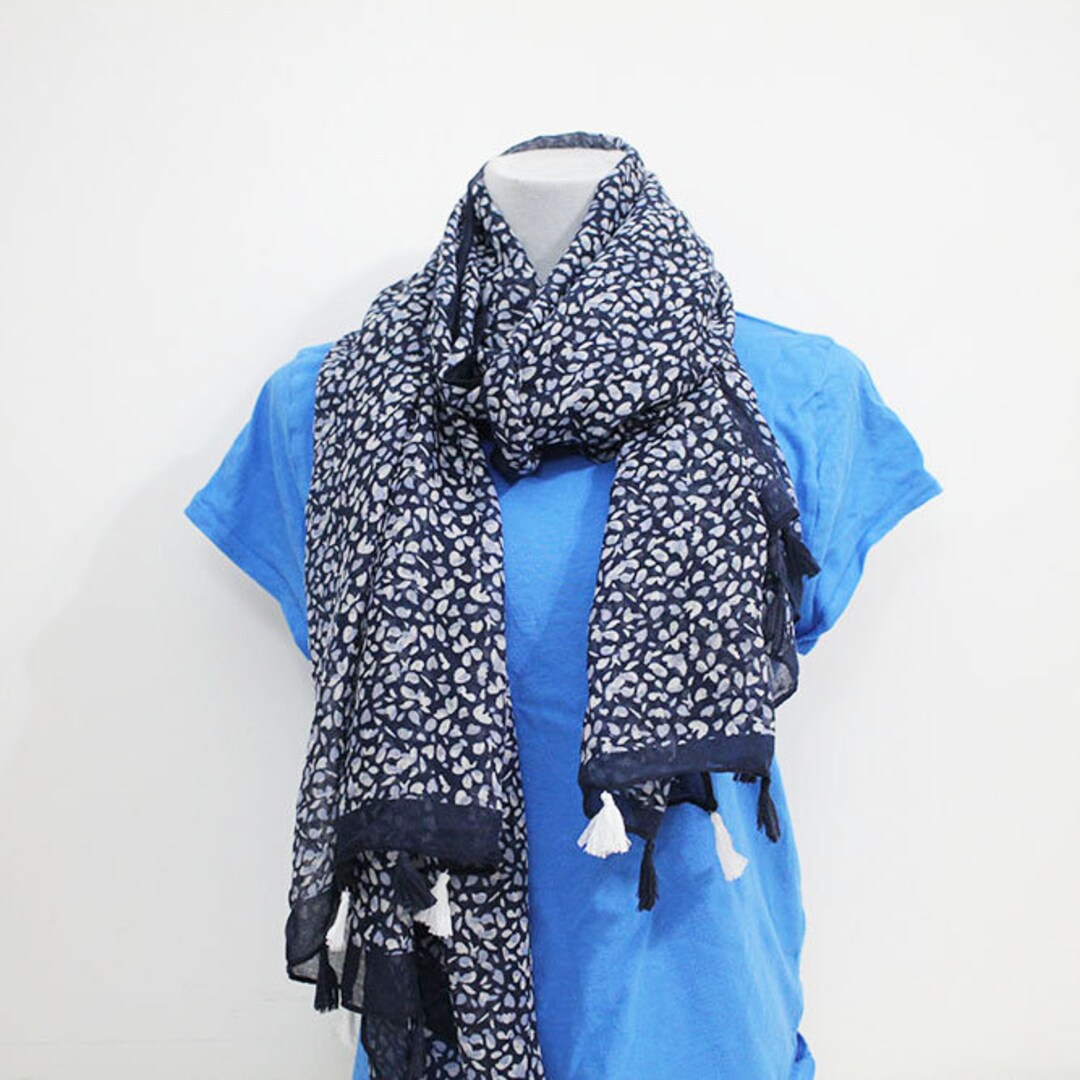 Leopard Navy Scarf, Cheetah Lover Gifts, Scarf Women, Gift for Women ...