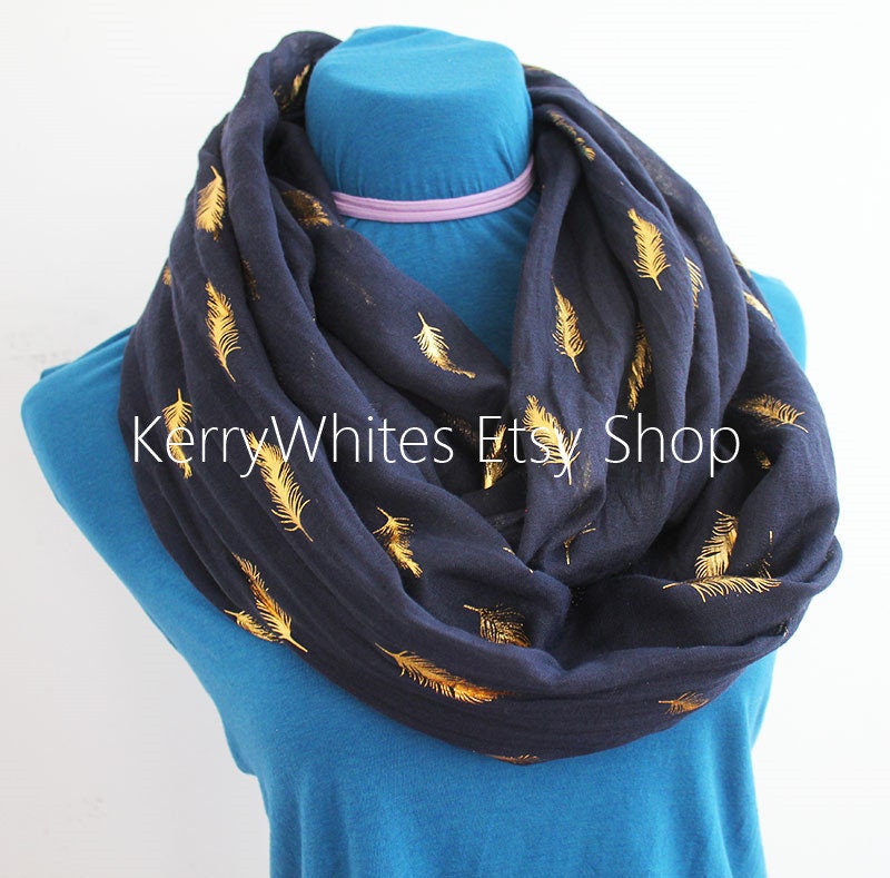 Bufanda infinita de plumas de oro blanco - Etsy España