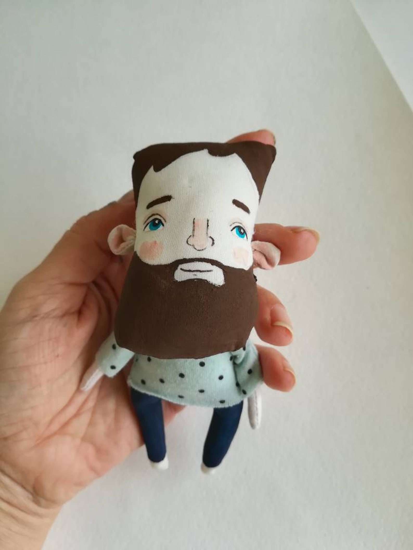 Mini Man Rag Doll Fabric Bearded Man Doll Man Beard - Etsy