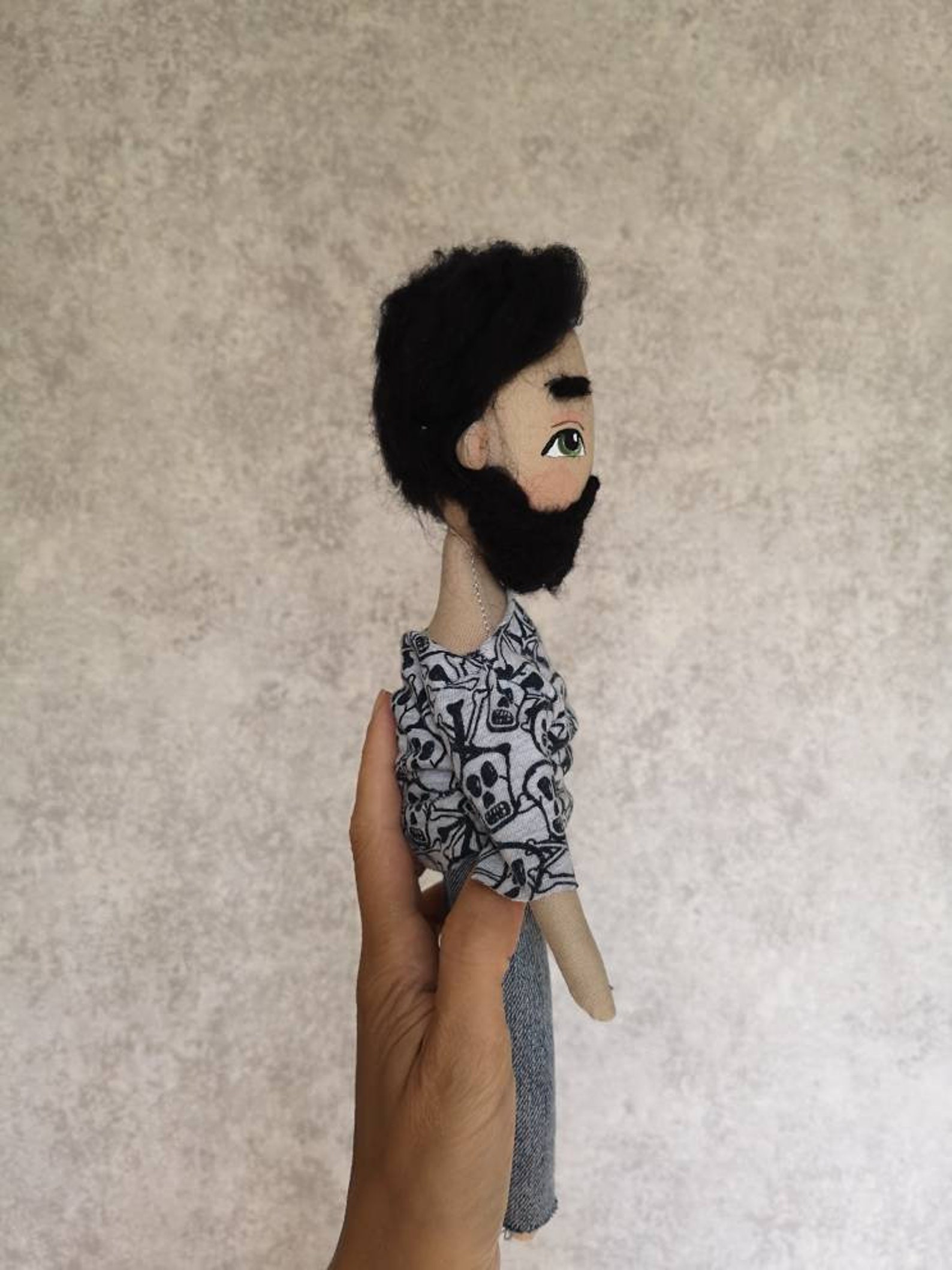 Brunette bearded man dollbarber cloth man doll gift for | Etsy