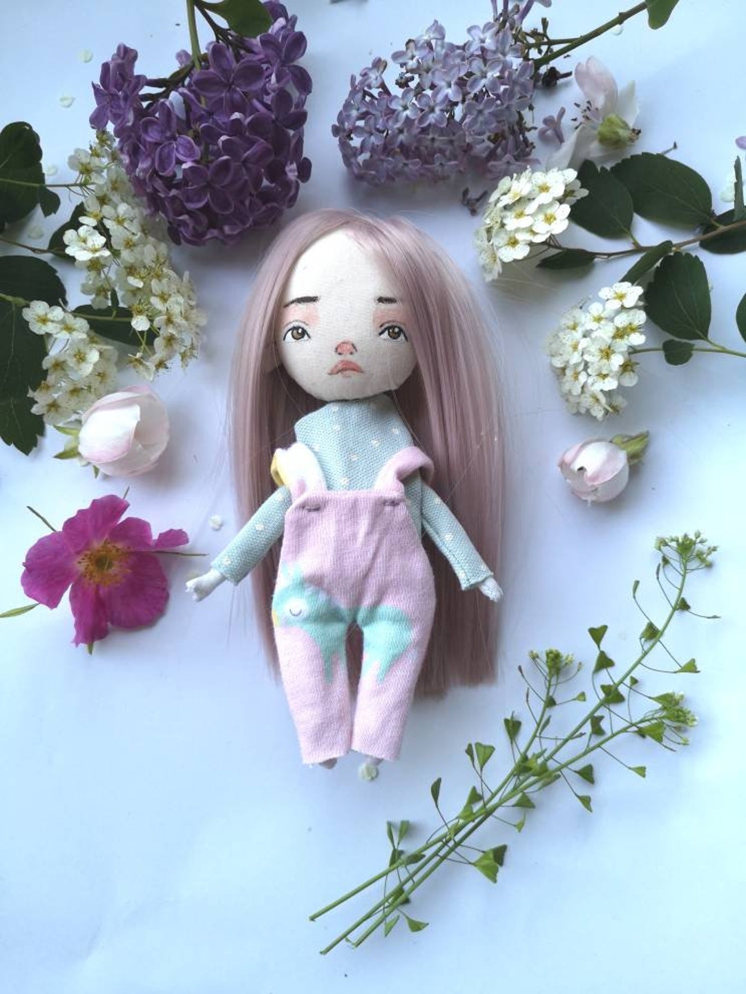 Pink Textile Little Doll, Small Fabric Tiny Pocket Doll ,dollhouse ...