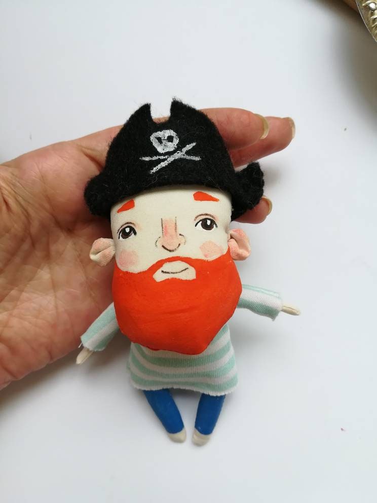 Red Beard Friendly Pirate,pirate Rag Doll,sea Lovers Ornament ,old Sea ...