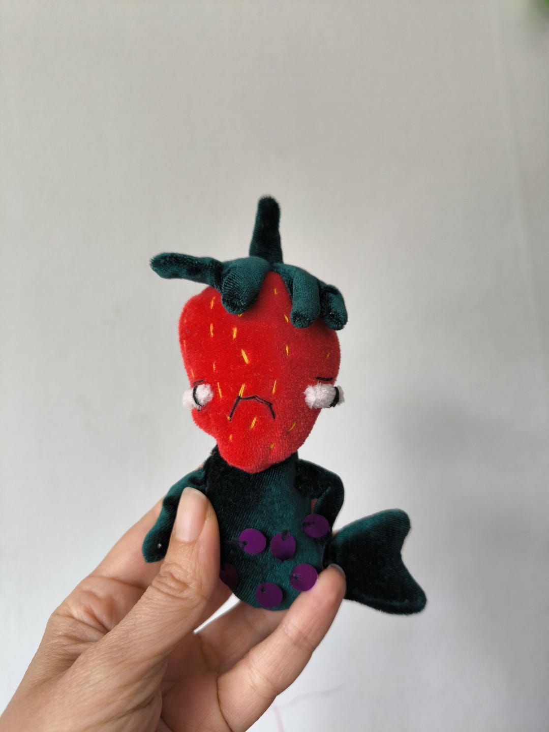 Strawberries Sad Face Doll, Exotic Fruit Rag Toy, Pretend Berry Play ...