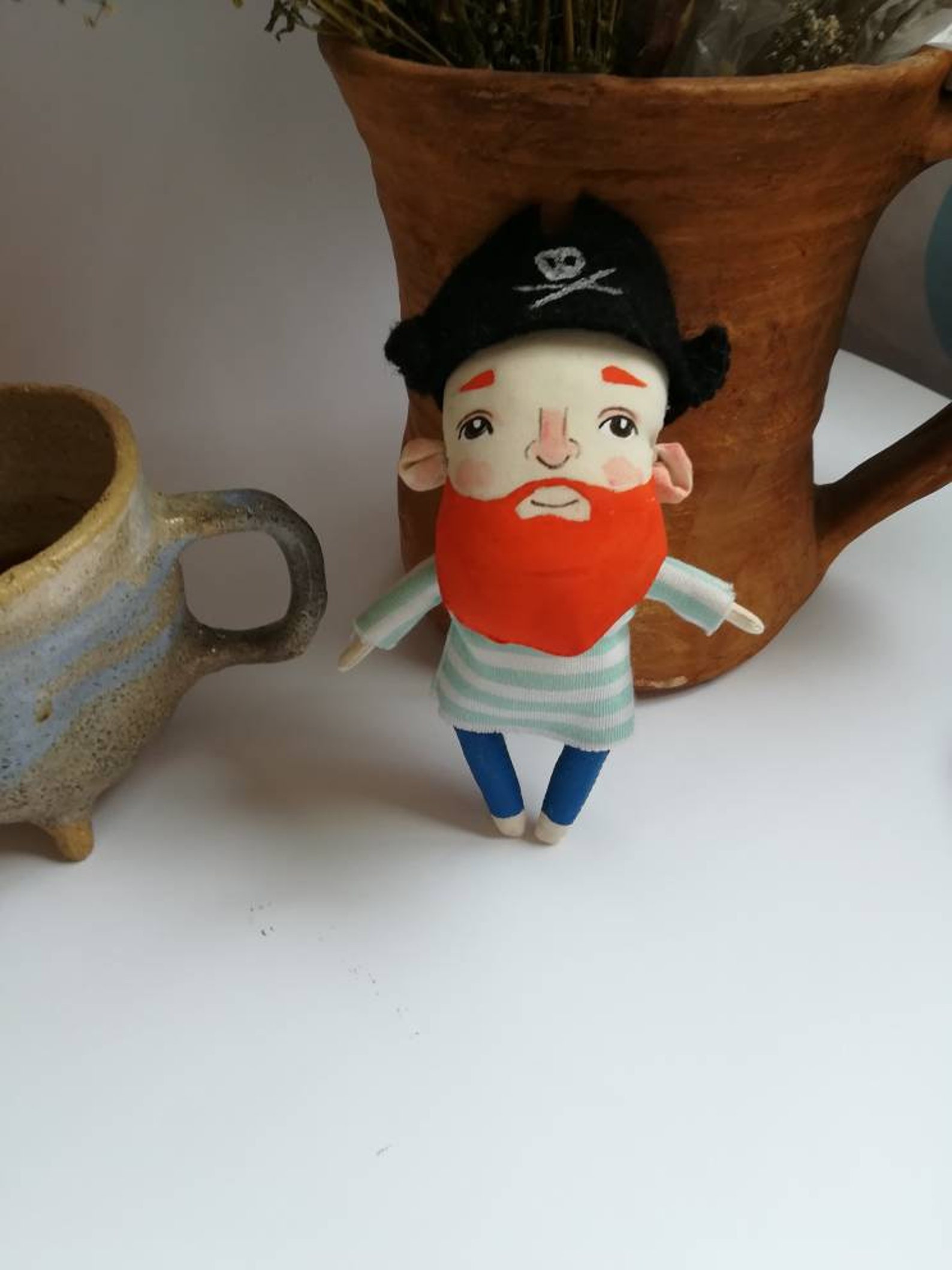 Red Beard Friendly Pirate,pirate Rag Doll,sea Lovers Ornament ,old Sea ...