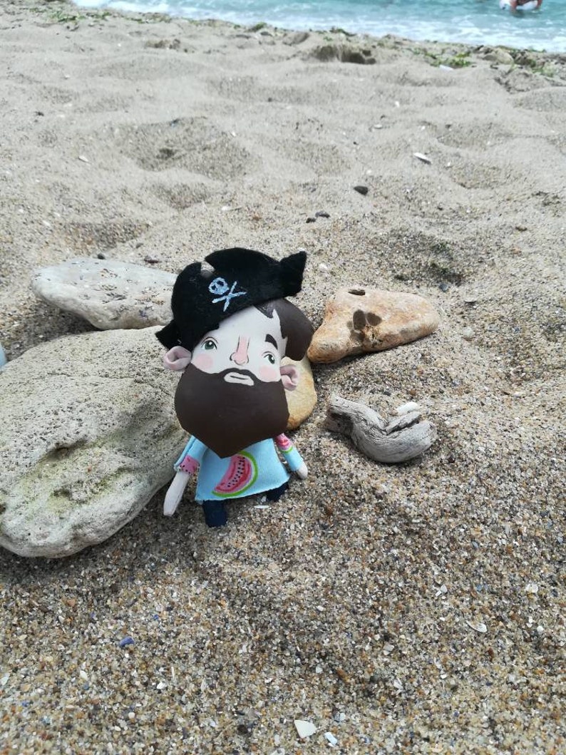 Pirate Man Toyfabric Tiny Pocket Doll Black Beard Pirate Rag - Etsy