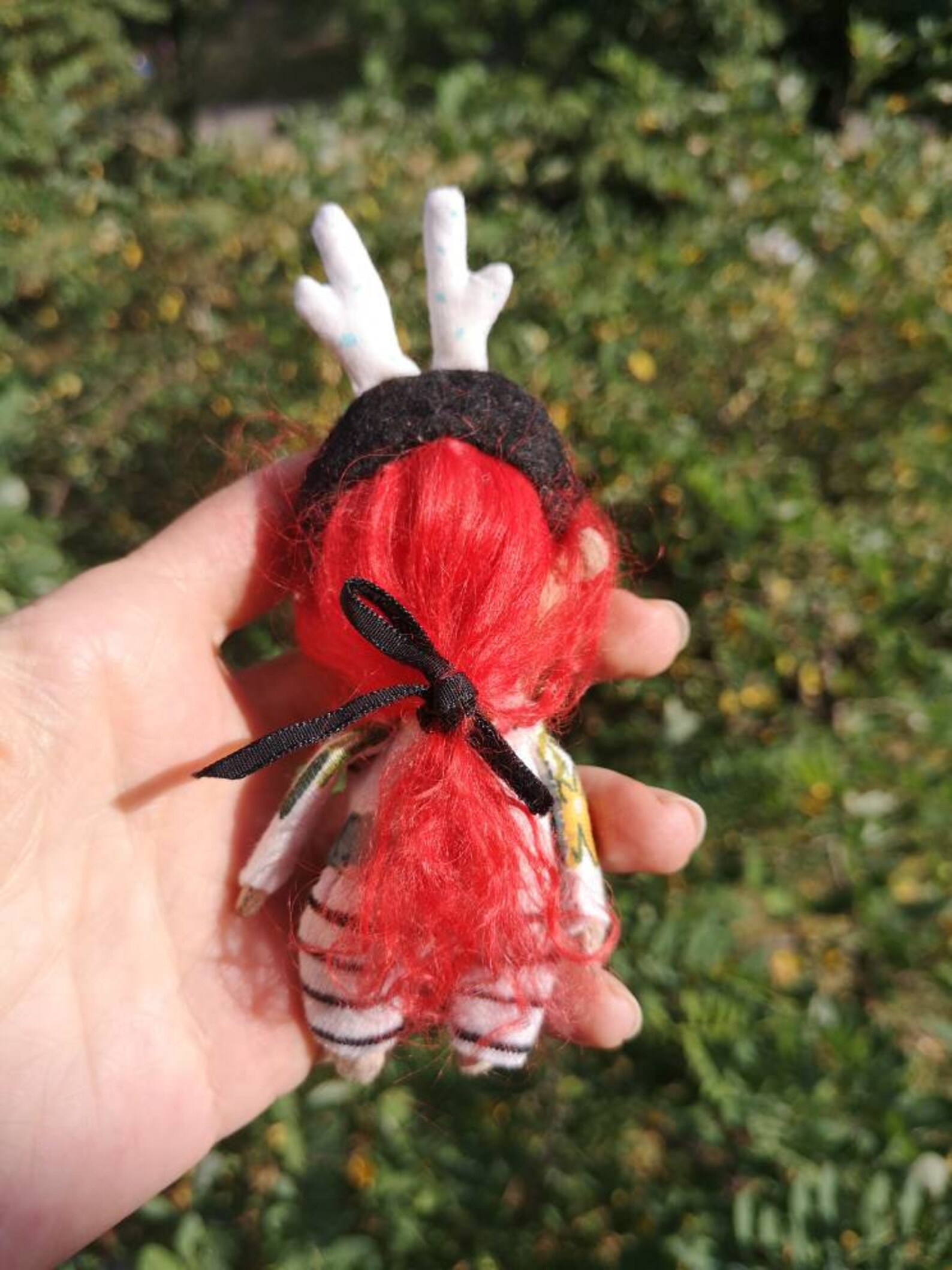 Textile Little doll with red hair small tiny pocket doll Rag | Etsy