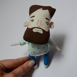 Mini Man Rag Doll, Fabric Bearded Man Doll, Man Beard Doll,handmade ...