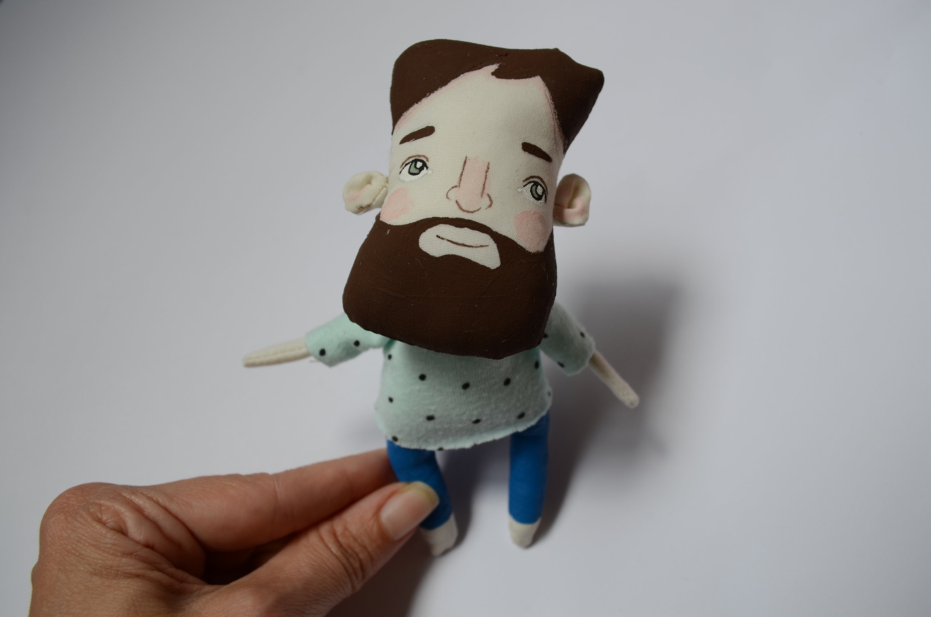 Mini Man Rag Doll Fabric Bearded Man Doll Man Beard - Etsy