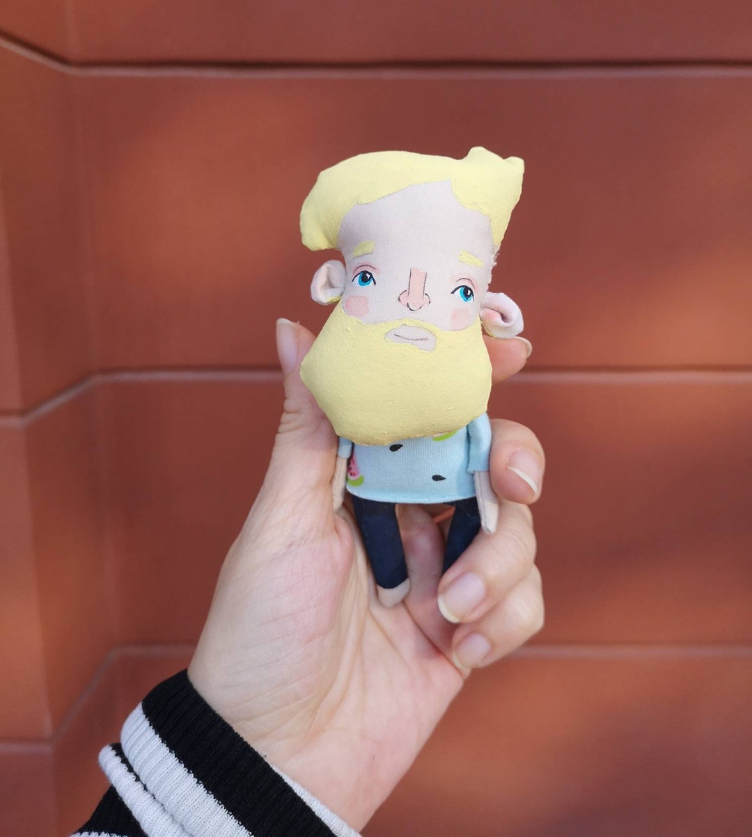 Mini Man Rag Doll, Fabric Bearded Man Doll, Man Beard Doll,handmade ...