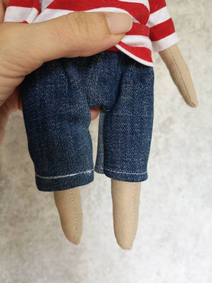 Blue Hair Man Doll Gift for Him, Textile Interior Male Doll, Cloth Man ...