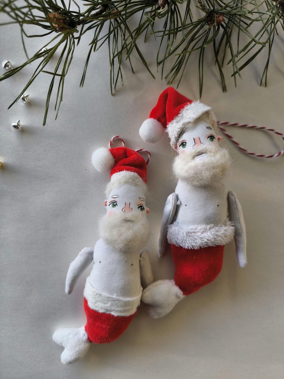 Merman Santa Man, Sailor Valentine Xmas Tree Decoration, Figurine Doll ...