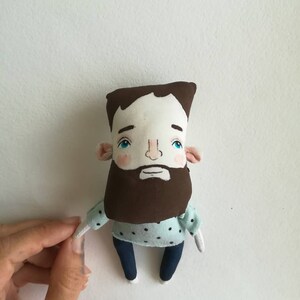 Mini Man Rag Doll, Fabric Bearded Man Doll, Man Beard Doll,handmade ...