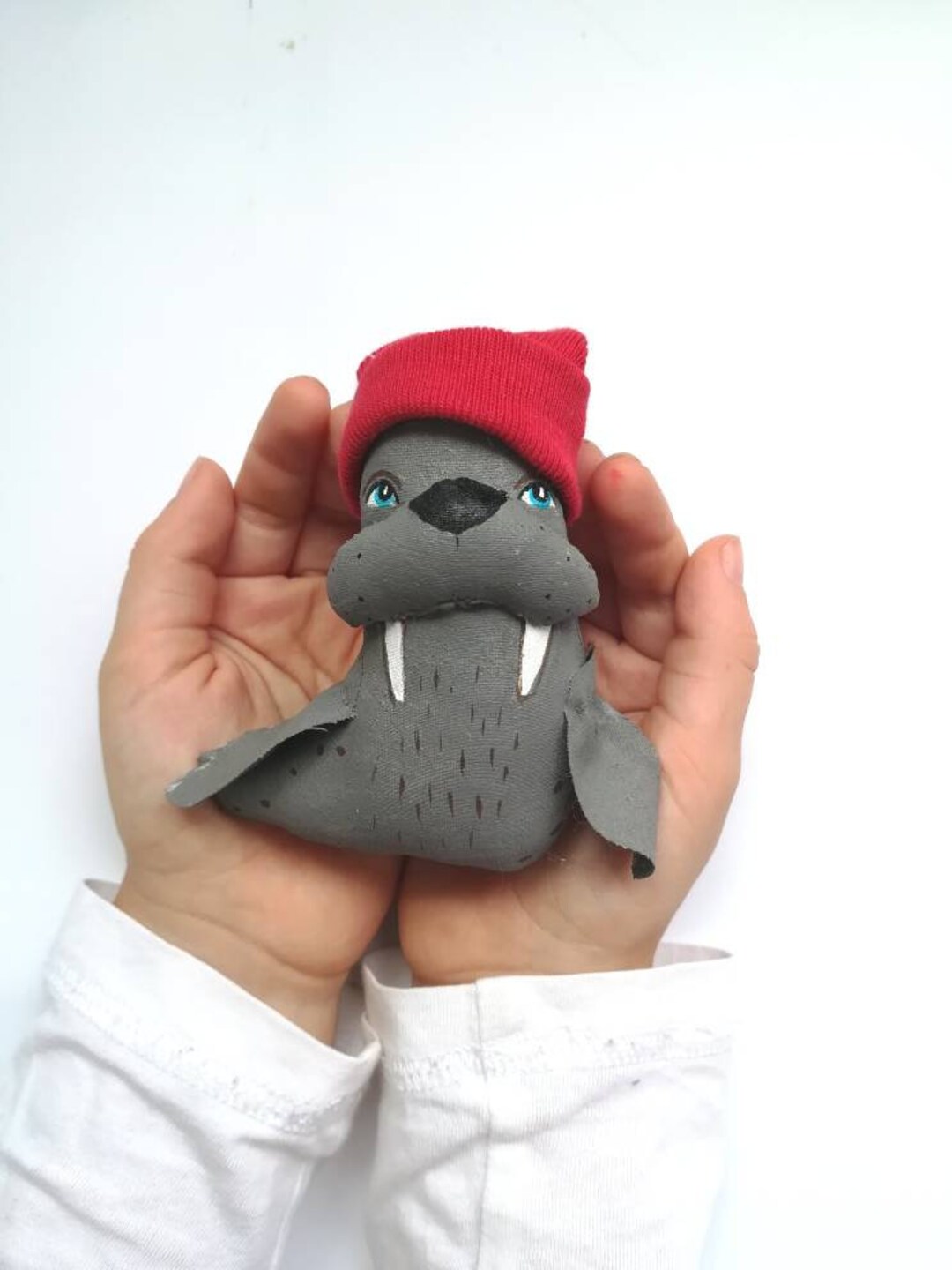 Walrus Brooch in Red Hat, Sea Creature Textile Brooch,sea Animals Lover ...